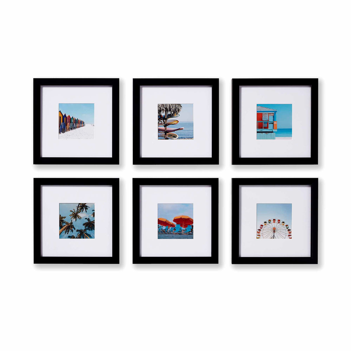 Old Town 6pk- 8x8 Matted Square Gallery Picture Frames (Black, 8x8 ...